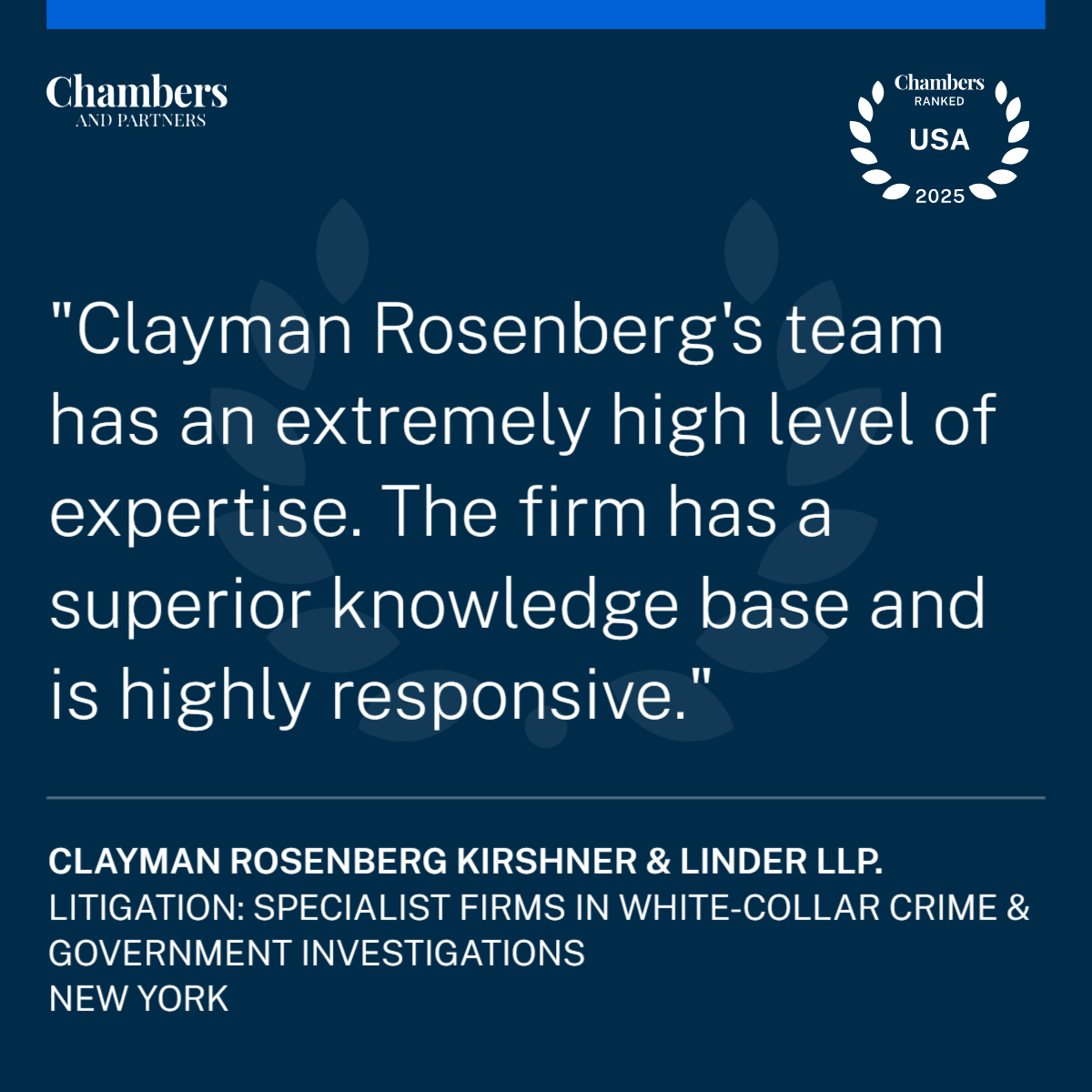 CRK&L Ranked by Chambers for “White-Collar Crime and Government ...